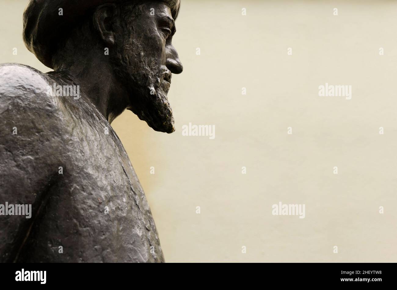 Bronze statue of Moshe Ben Maimon or Ben Maimonides, Jewish philosopher ...