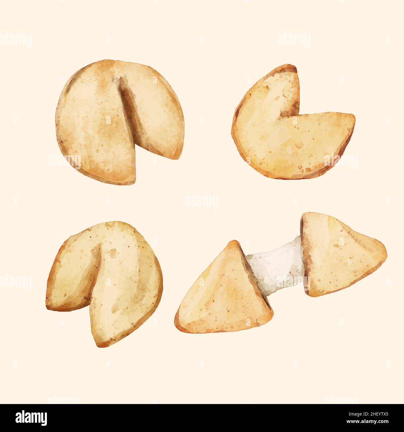 Watercolor fortune cookie set Vector illustration Stock Vector Image ...
