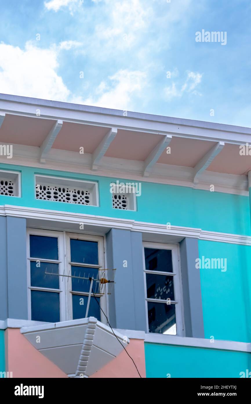 Fancy tosca blue from old vintage building from the colonial ...