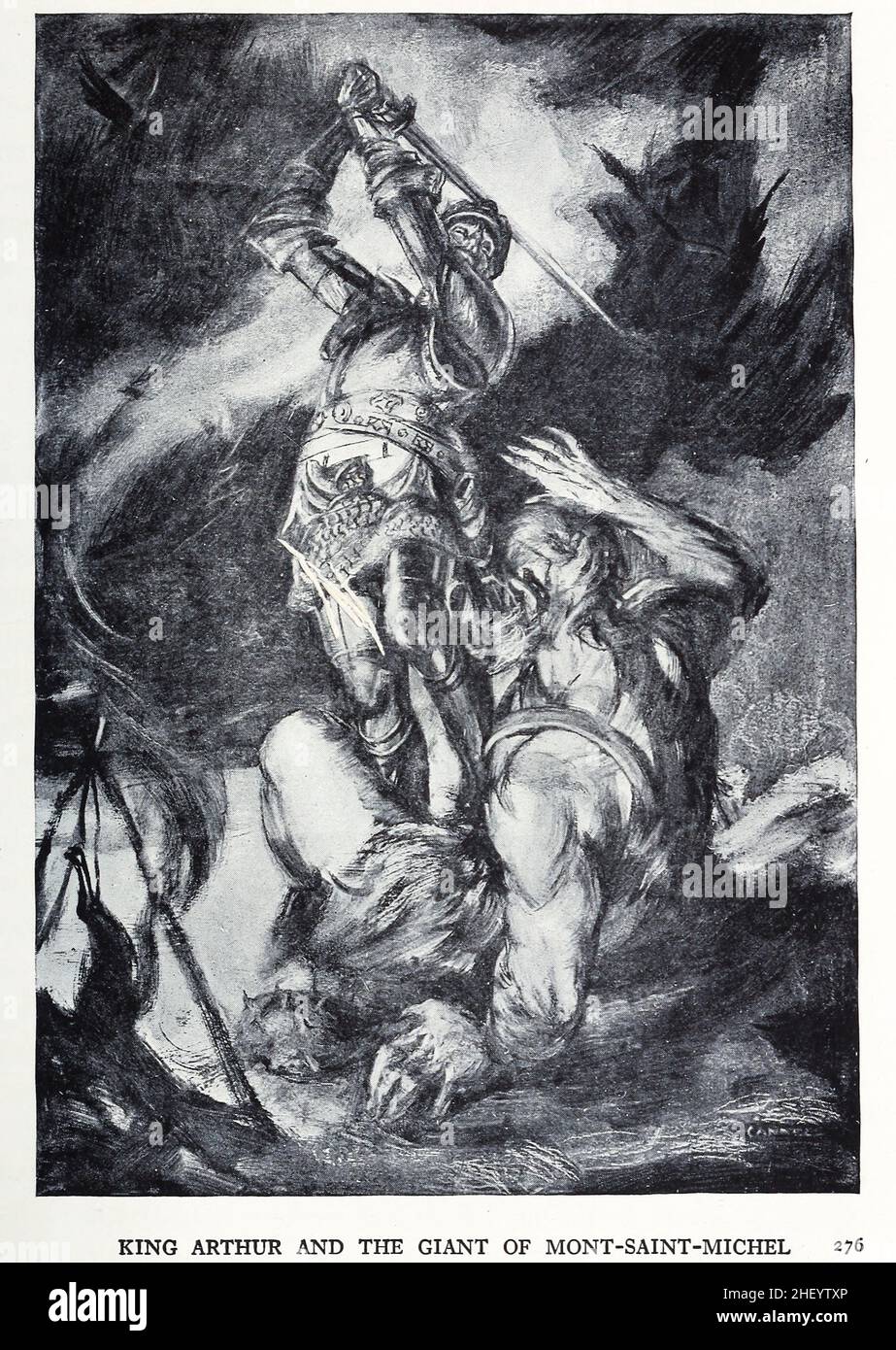 KING ARTHUR AND THE GIANT OF MONT-SAINT-MICHEL from the book ' Legends ...