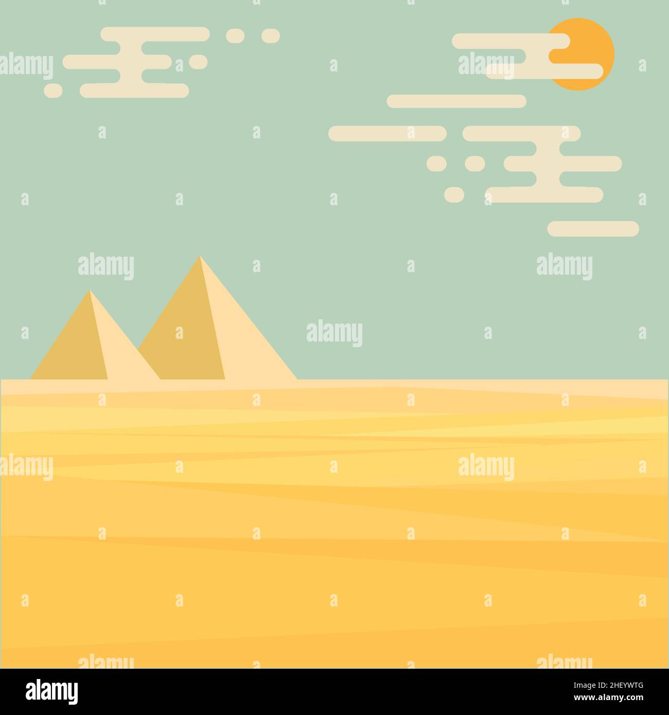 Egypt desert with pyramid. Vector illustration landscape background ...