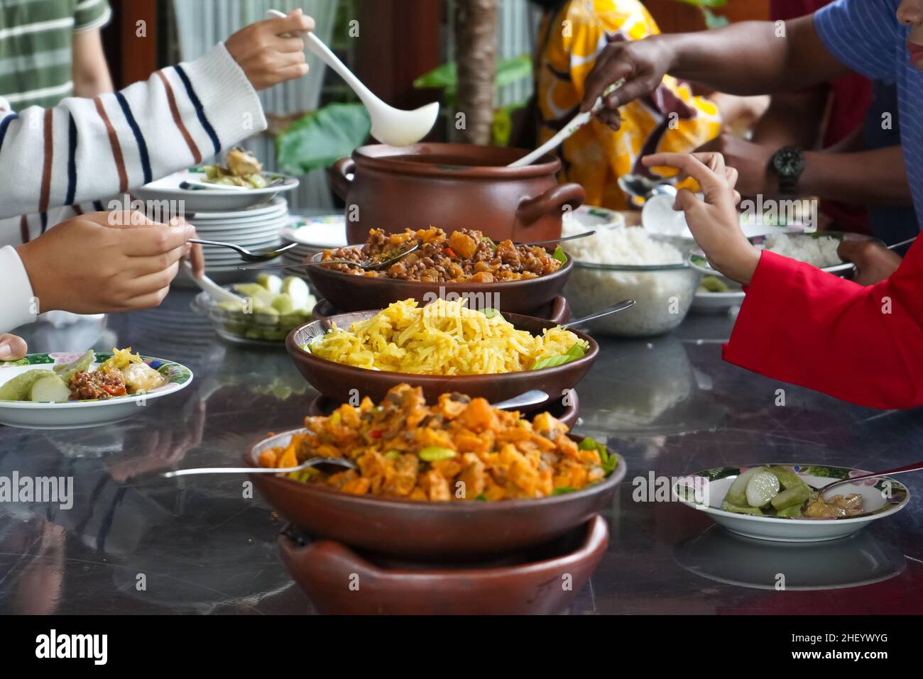 Various kinds of menus are served in a buffet manner which is usually ...