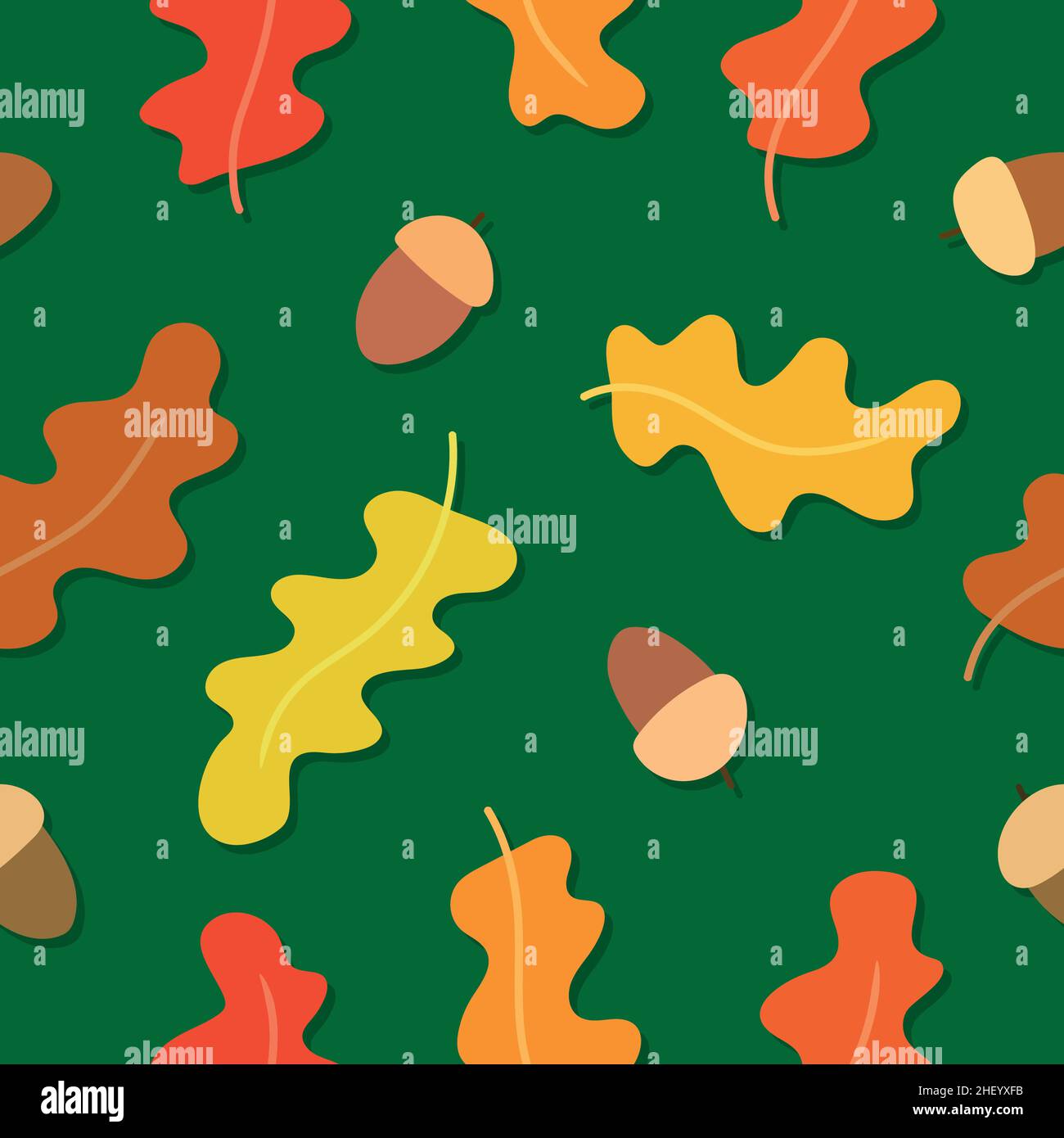 Decorative background with oak plant parts, seamless pattern Stock ...