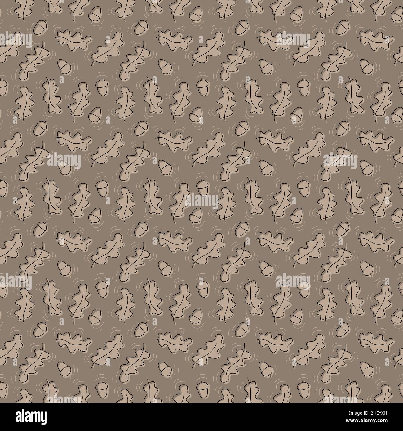 Decorative background with oak plant parts, seamless pattern Stock ...