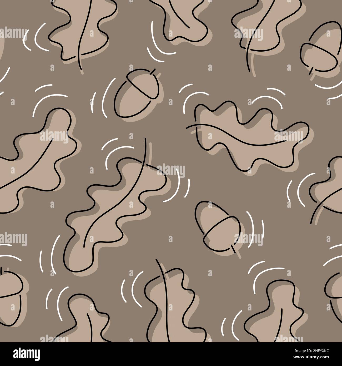 Decorative background with oak plant parts, seamless pattern Stock ...