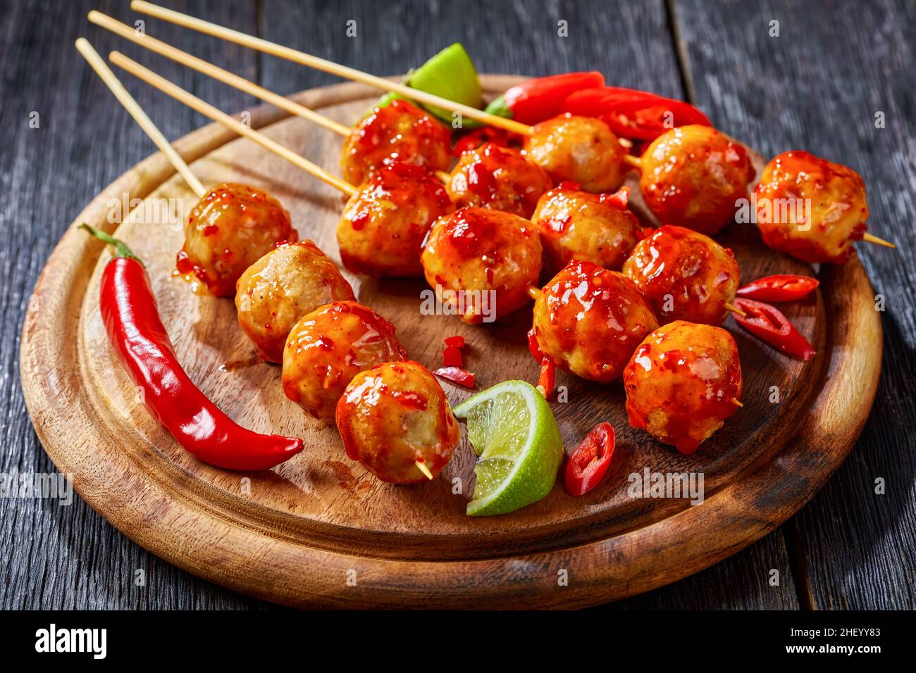 Luk Chin Ping, Loog chin ping, Look chin ping, Grilled meatball skewers ...