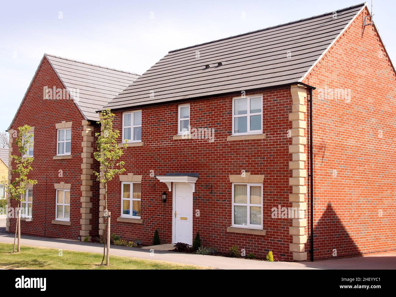 Modern housing estate development, showhomes and street scene, detached ...