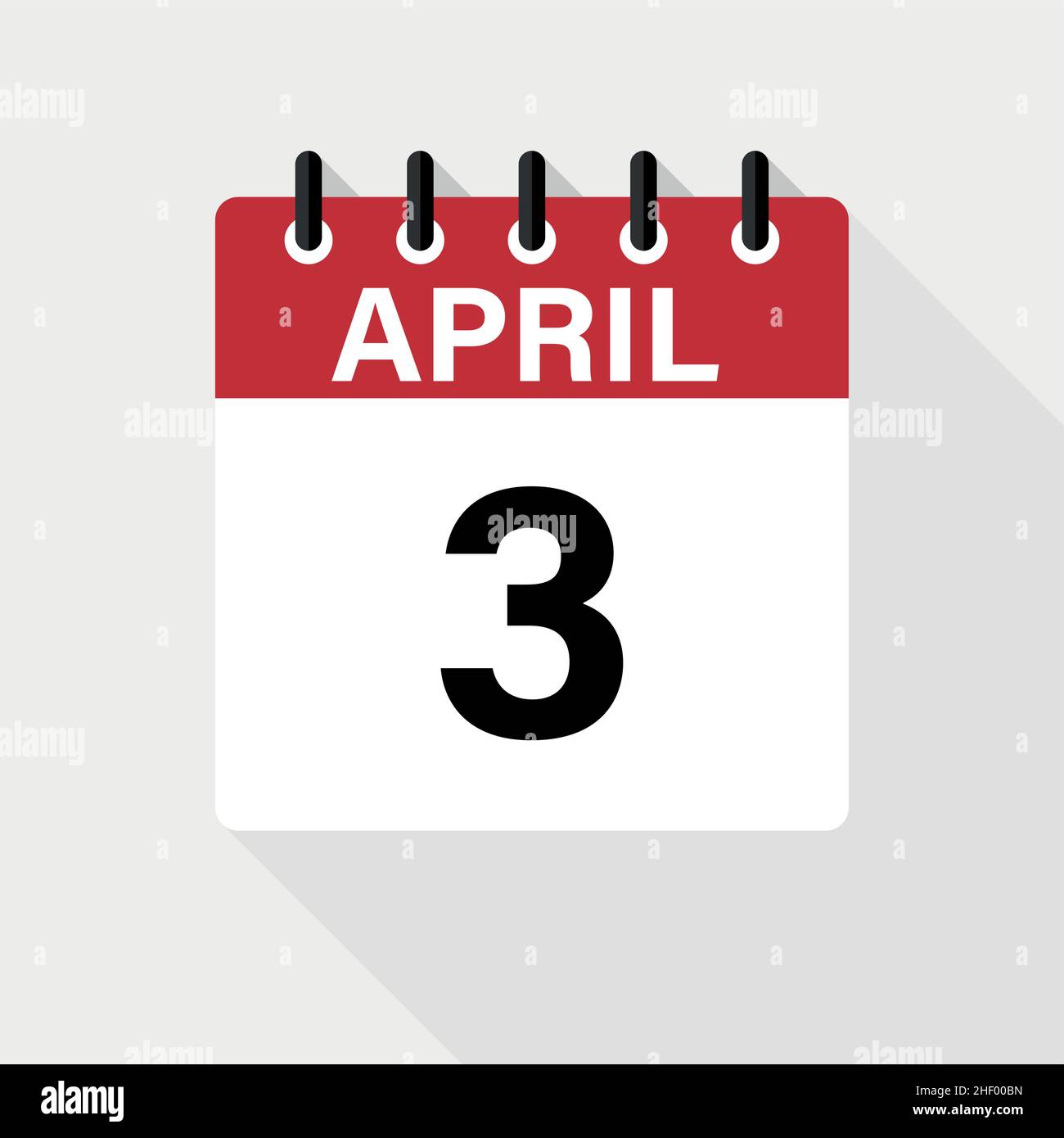 April - Calendar Icon. Calendar Icon with shadow. Flat style. Date, day ...