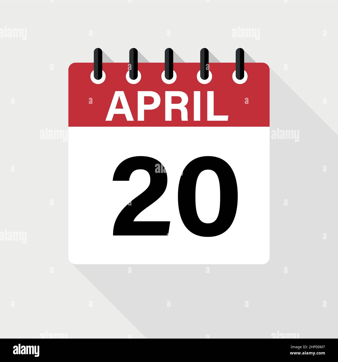 April - Calendar Icon. Calendar Icon with shadow. Flat style. Date, day ...