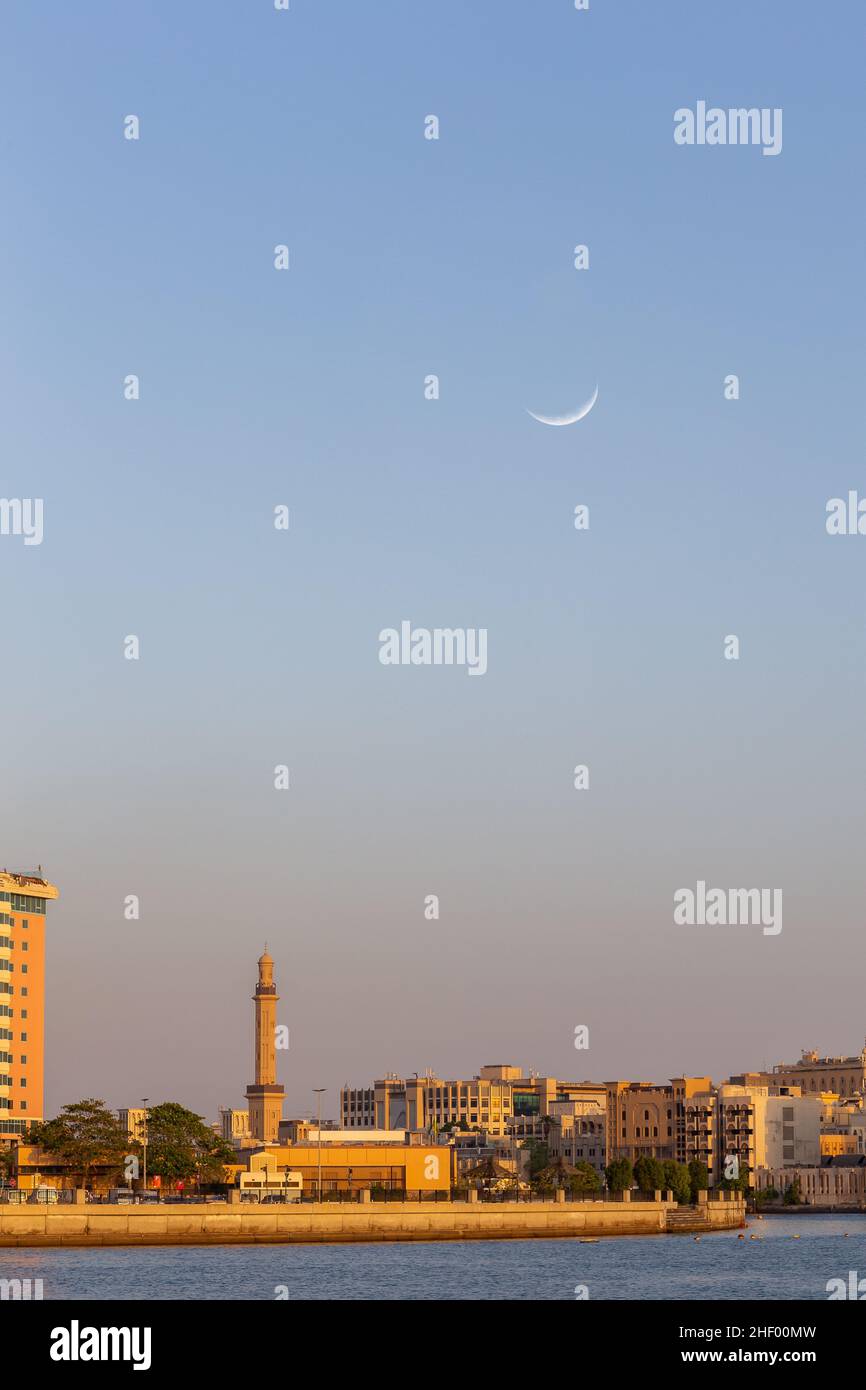 Dubai crescent moon tower hi-res stock photography and images - Alamy