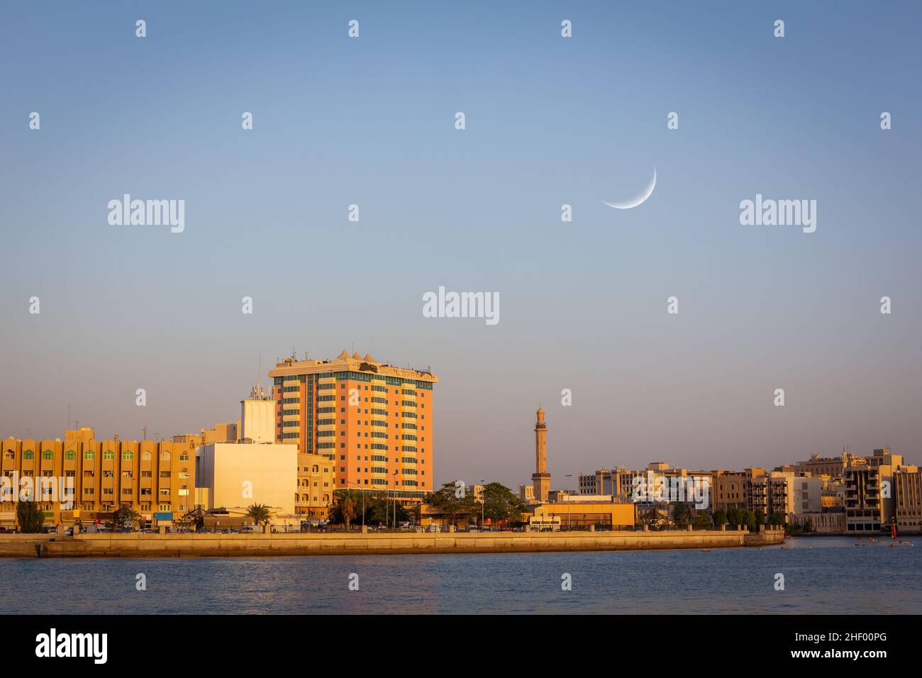 Dubai crescent moon tower hi-res stock photography and images - Alamy