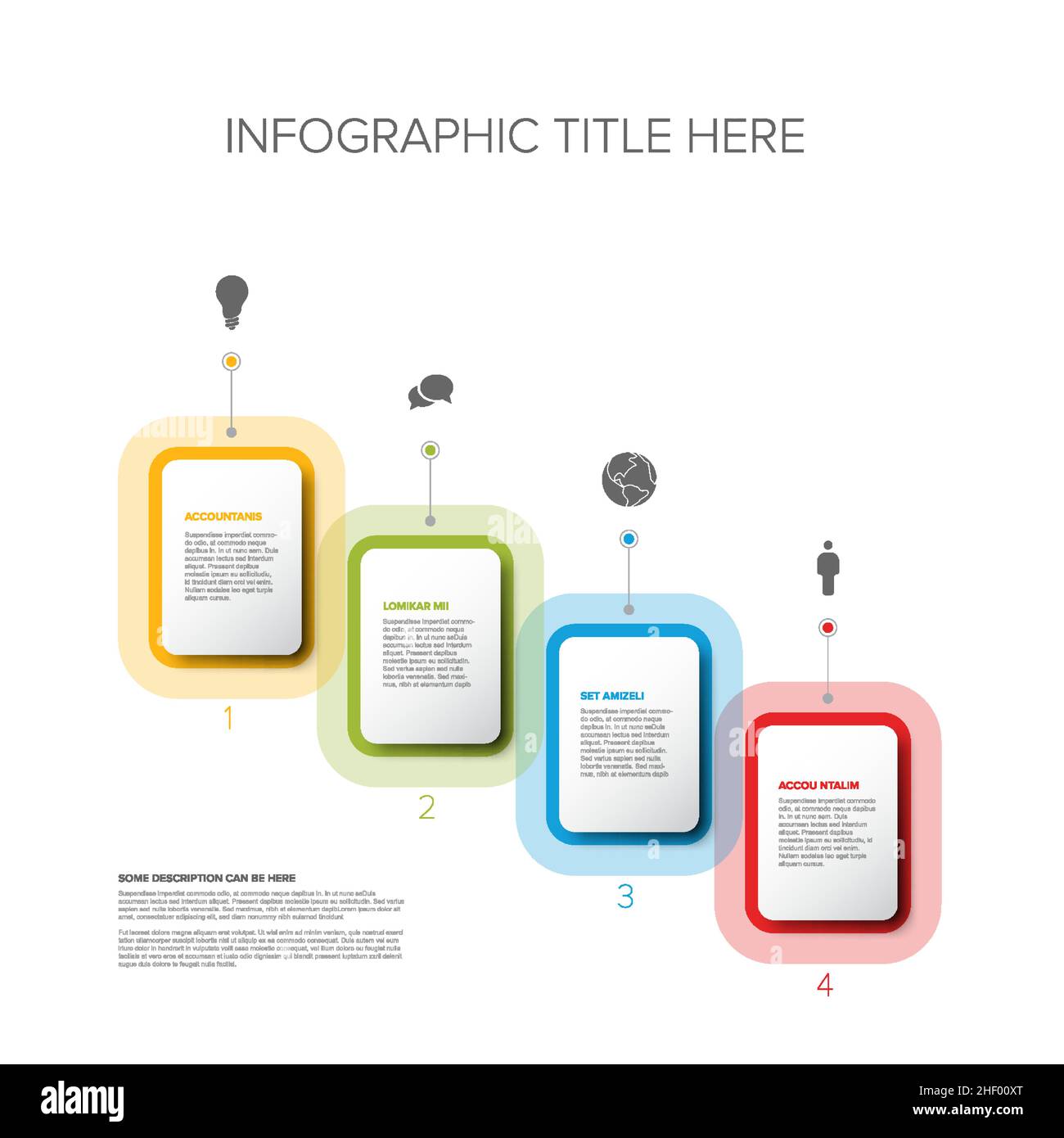 Vector multipurpose Infographic template set with four diagonal ...
