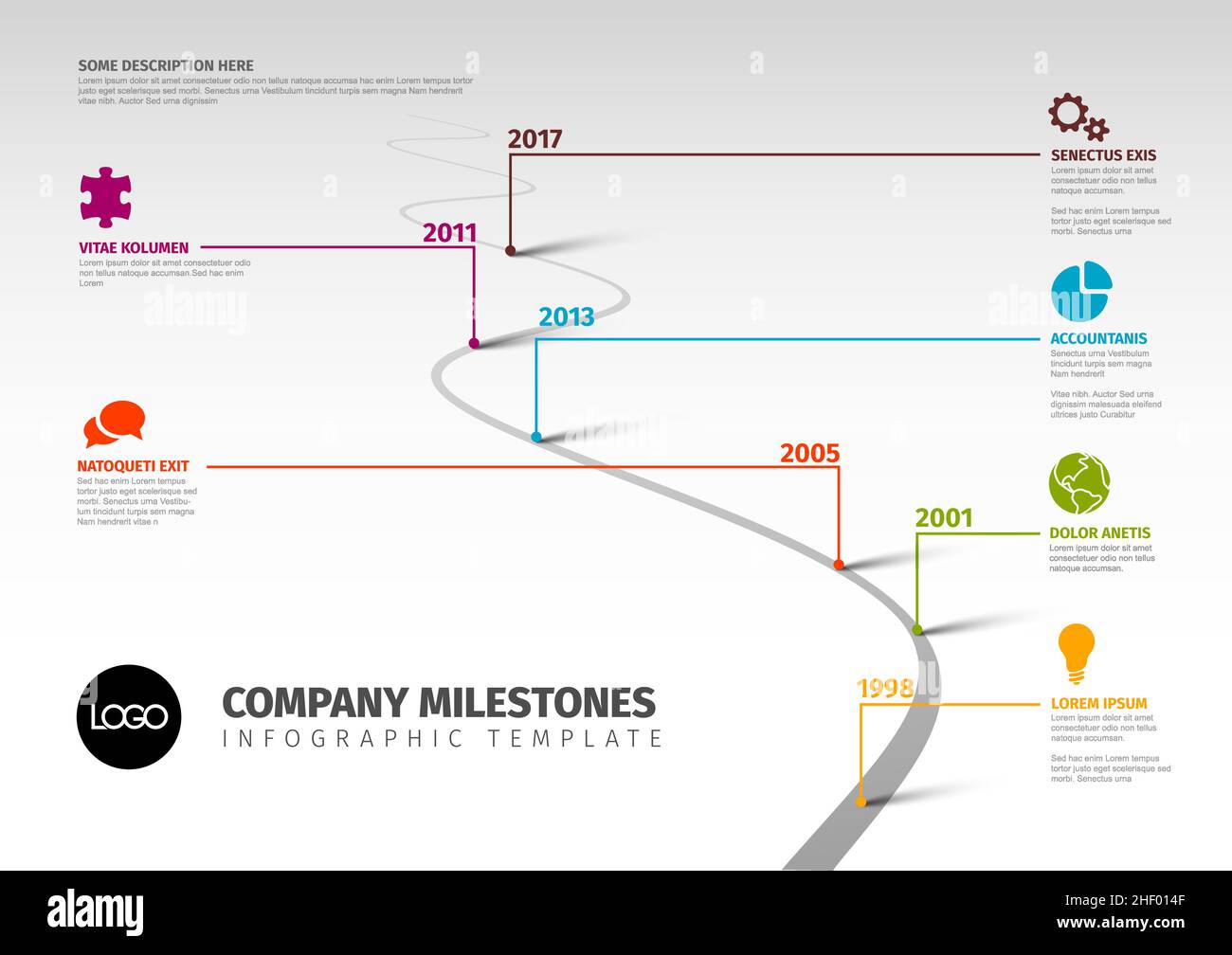 Vector Infographic Company Milestones Timeline Template with pointers ...