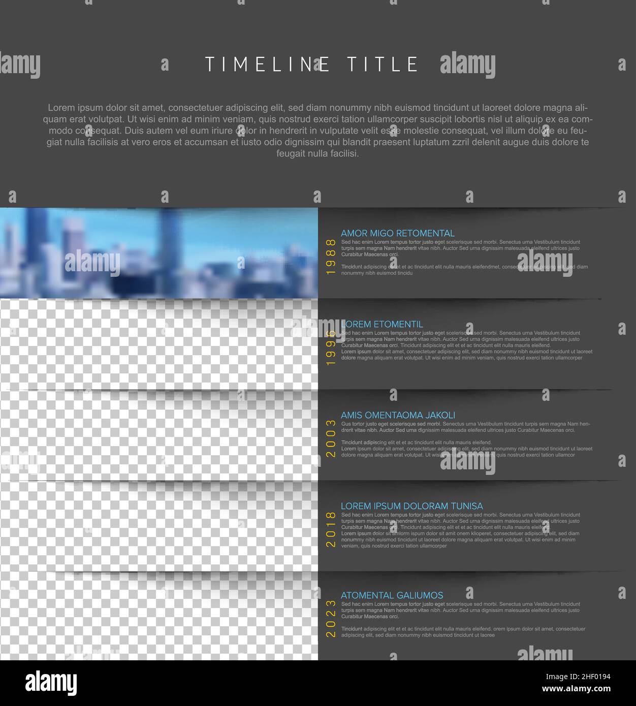 Vector simple infographic vertical time line template with stripe photo ...