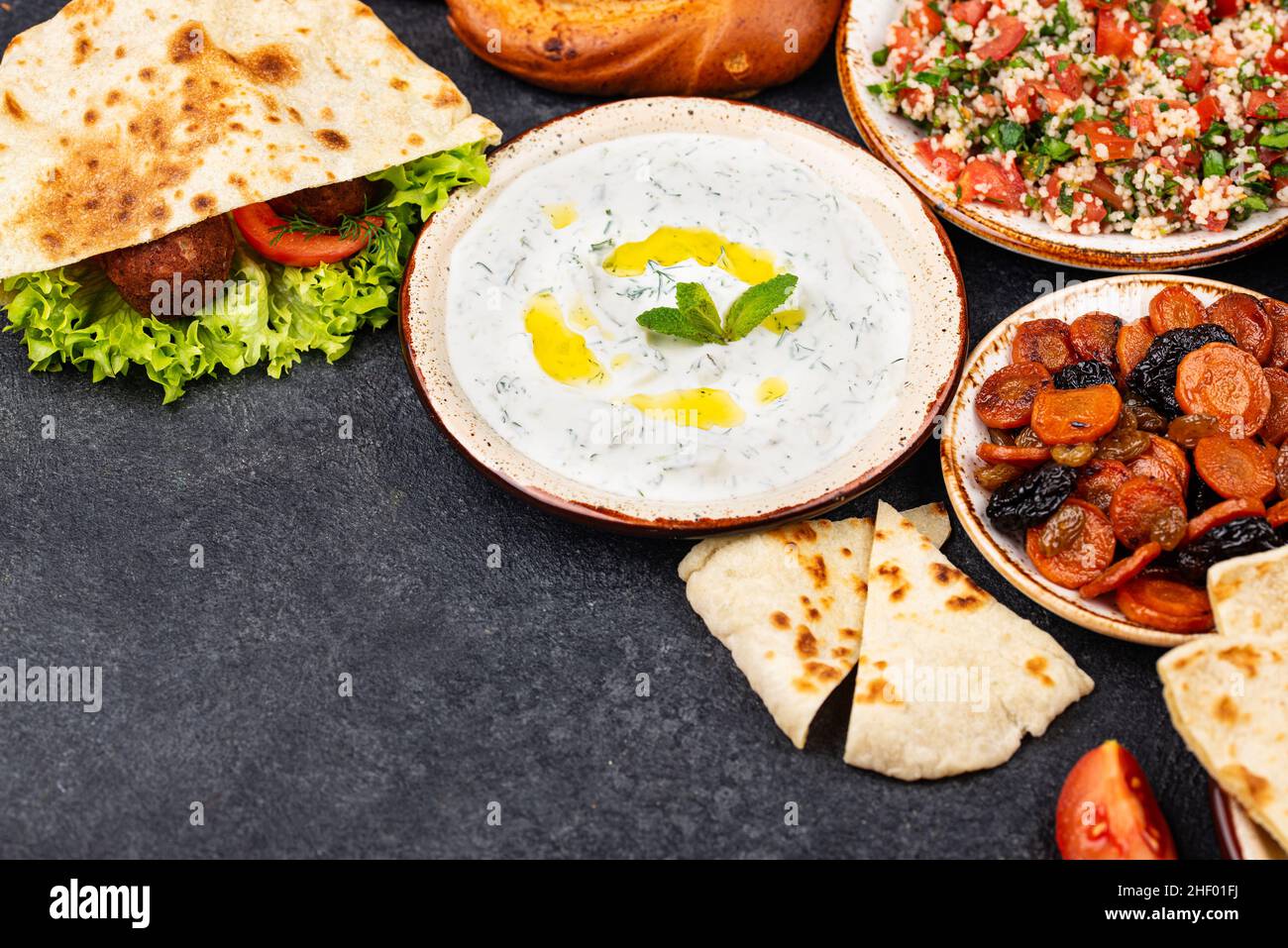 Traditional Jewish, Israeli and middle Eastern food Stock Photo - Alamy