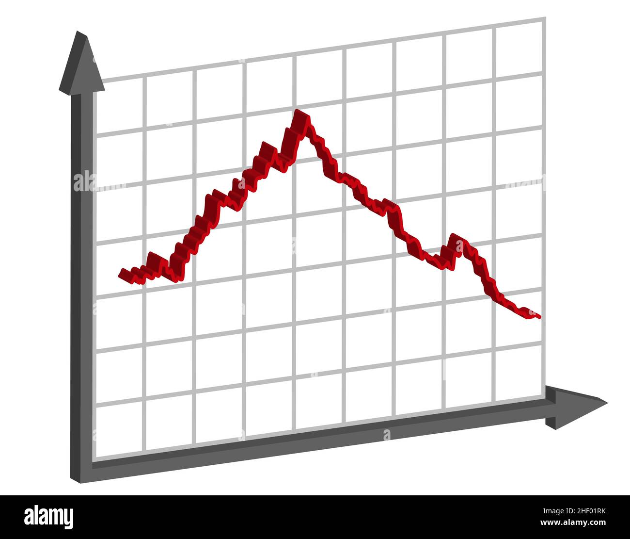 Graph with decrease report. Diagram with recession and bankruptcy progress. Business and finance ...