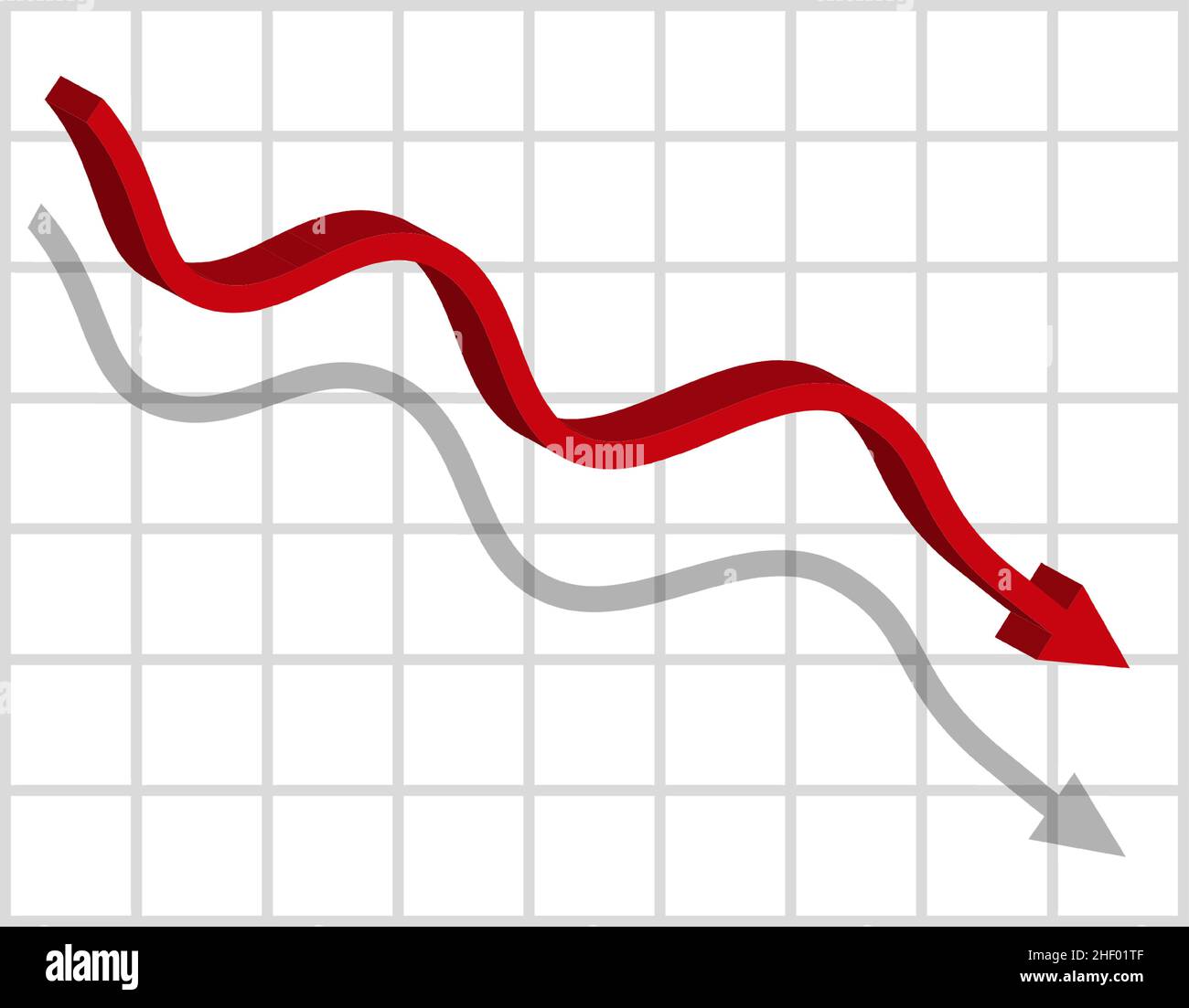 Graph with decrease report. Diagram with recession and bankruptcy ...