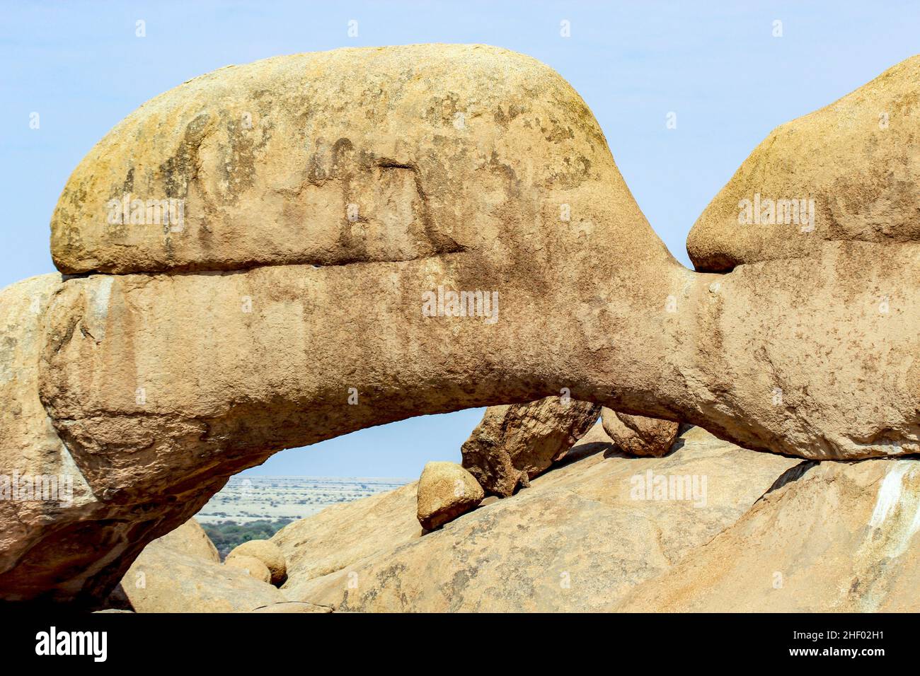 Natural array of bald granite outcrops and stone arch Spitzkoppe ...