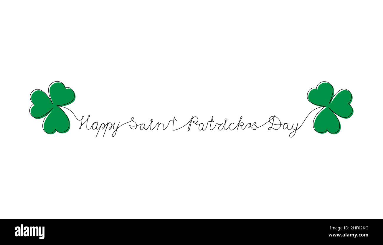 Continuous One Line script cursive text Happy Saint Patrick’s Day ...