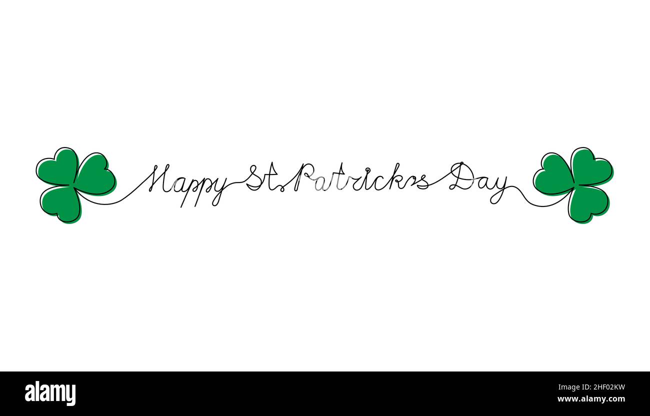 Continuous One Line script cursive text Happy St. Patrick’s Day. Vector ...