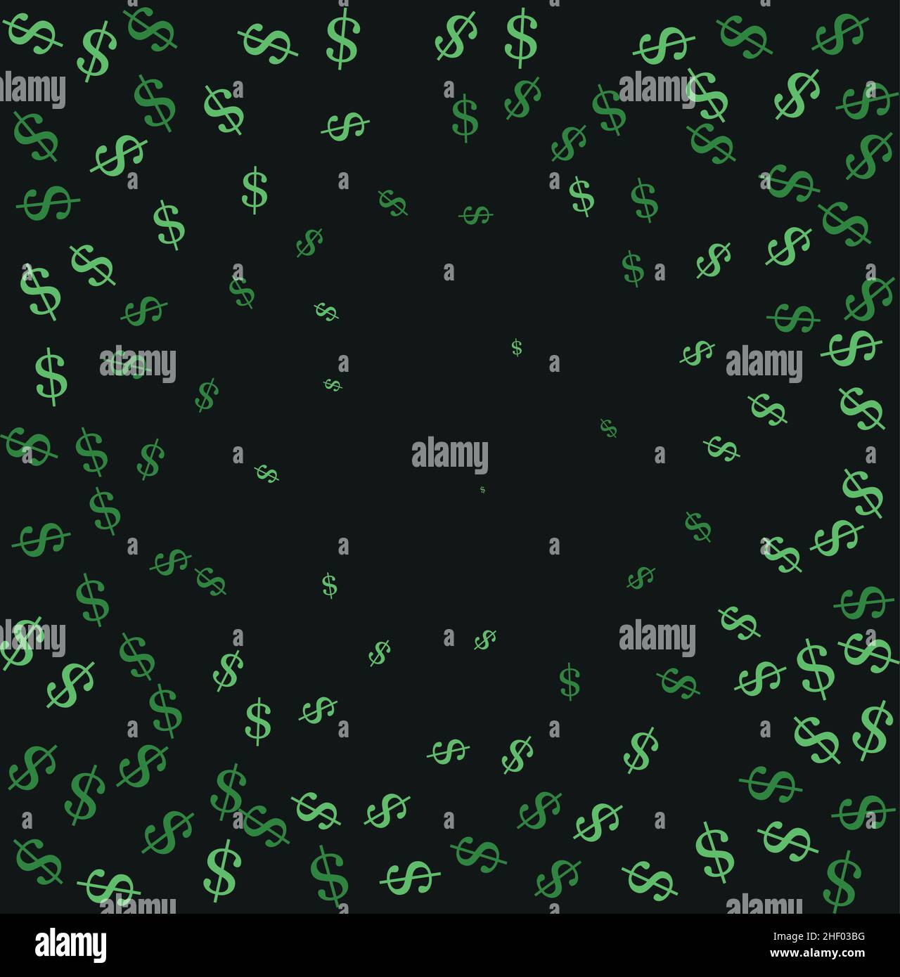 Dark Green vector background with signs of dollars. Modern geometrical ...