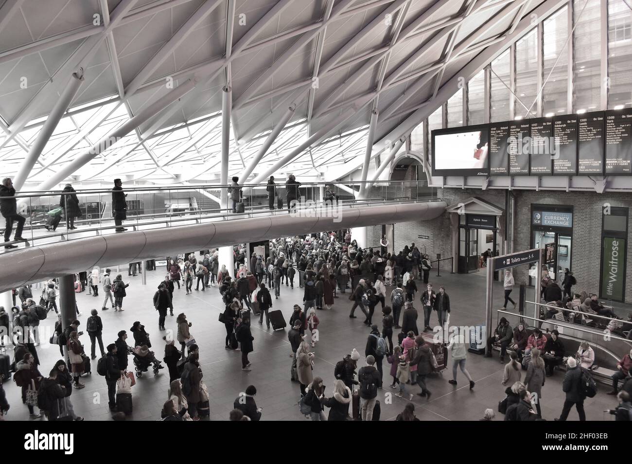 King's Cross railway station modern terminal building with steel roof ...