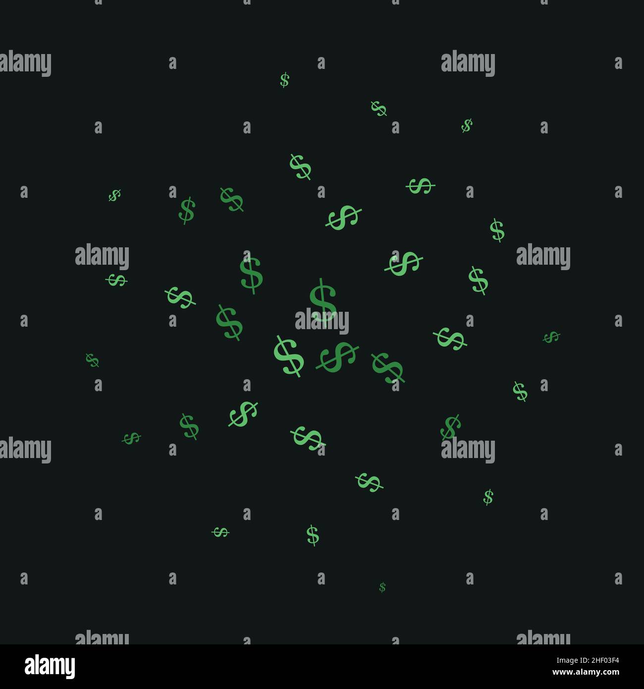 Dark Green vector background with signs of dollars. Modern geometrical ...
