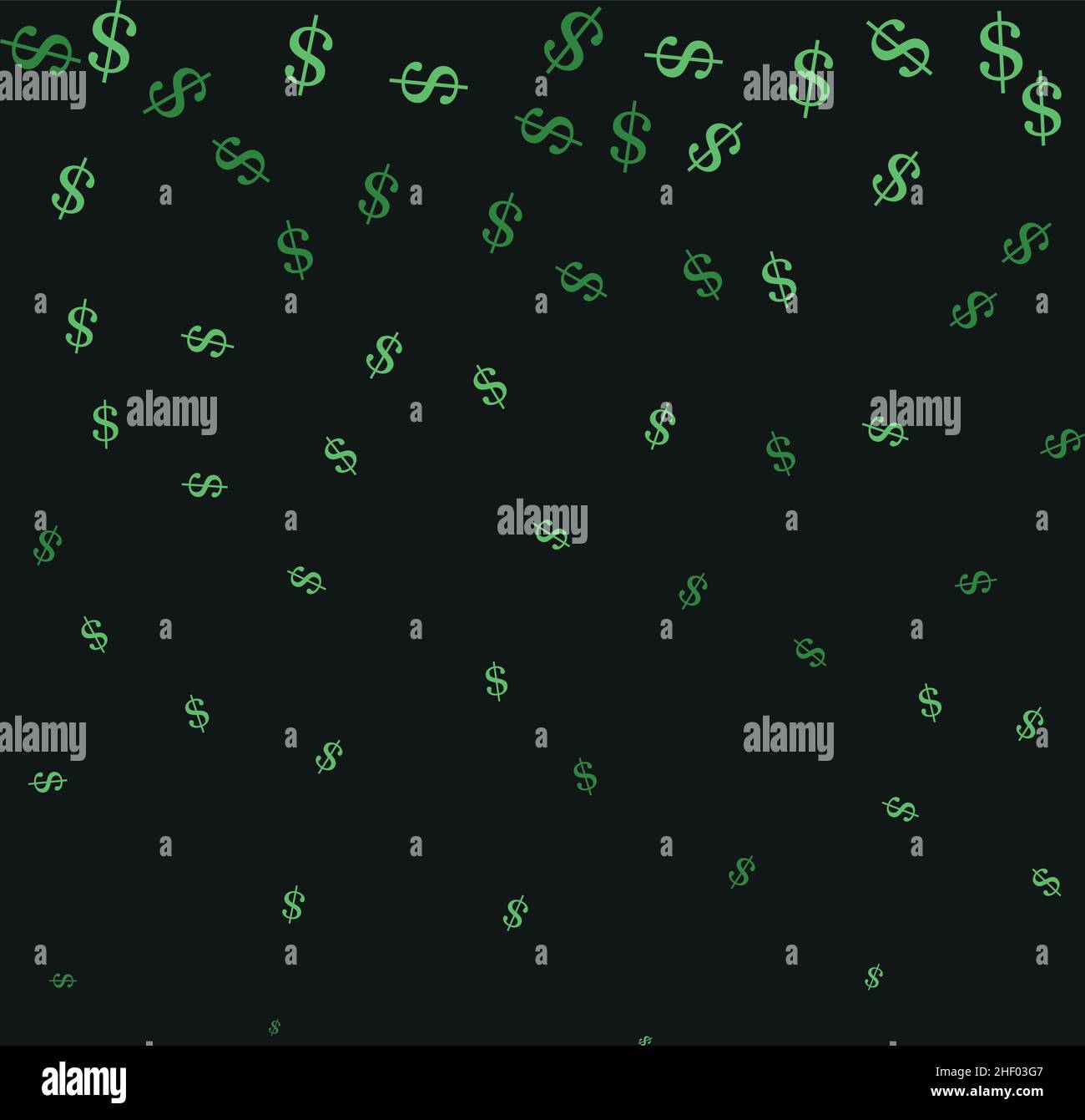 Dark Green vector background with signs of dollars. Modern geometrical ...