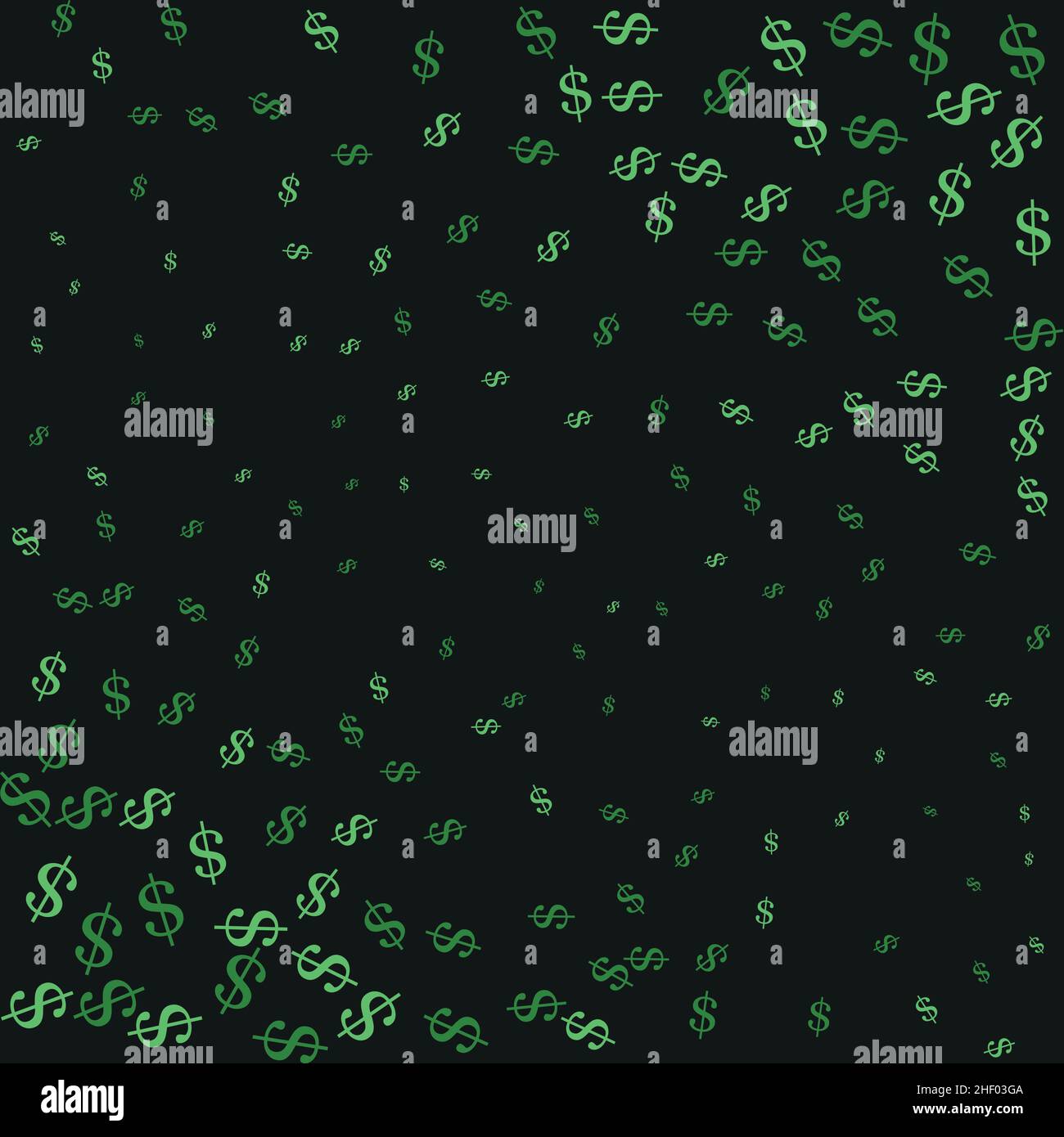 Dark Green vector background with signs of dollars. Modern geometrical ...