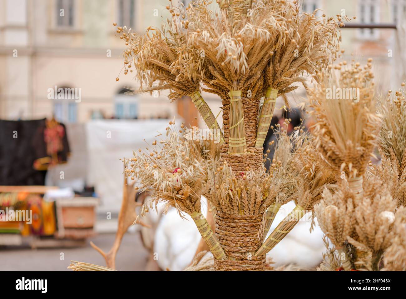 Didukh as a traditional Ukrainian Christmas symbol on souvenir market ...