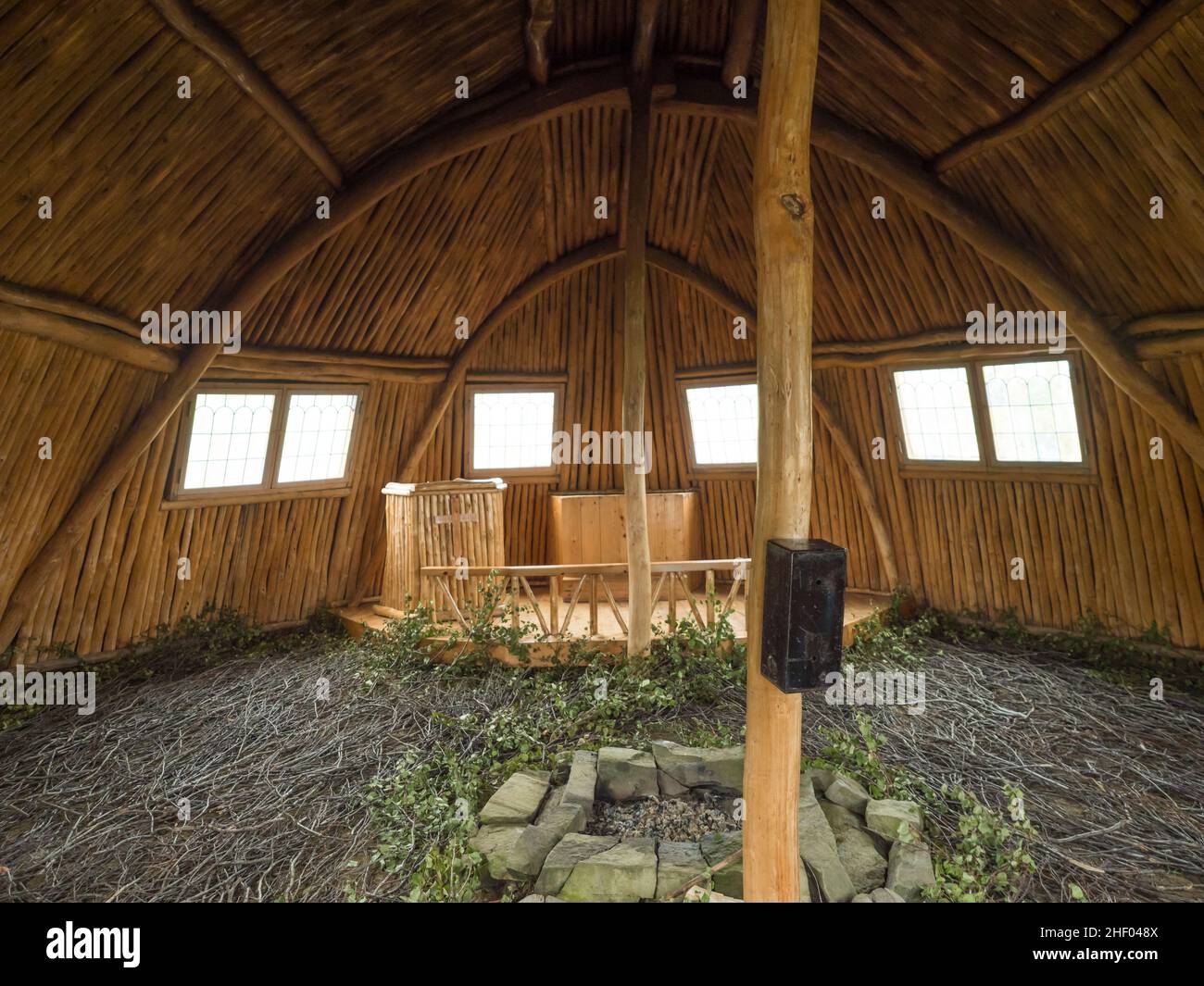 Minimal natural interior of Church at traditonal saami style at ...
