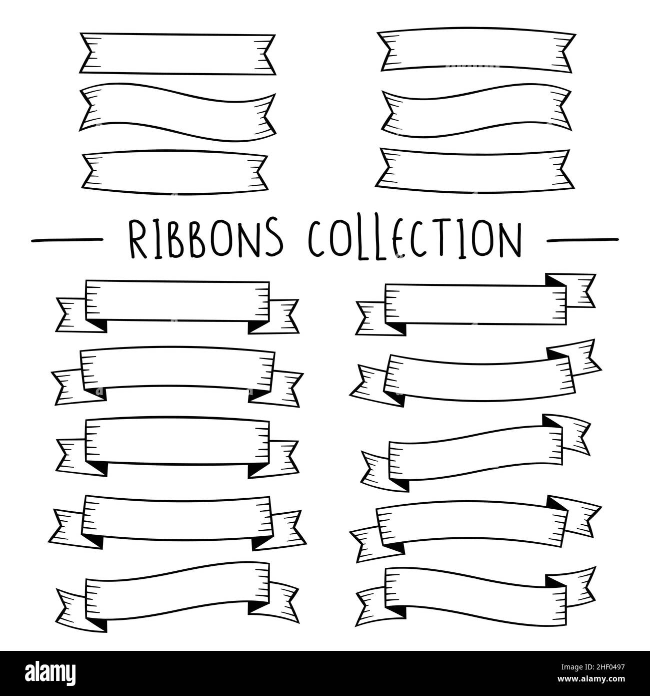 Ribbons banners set. Ribbons collection. Flat ribbon isolated on white ...