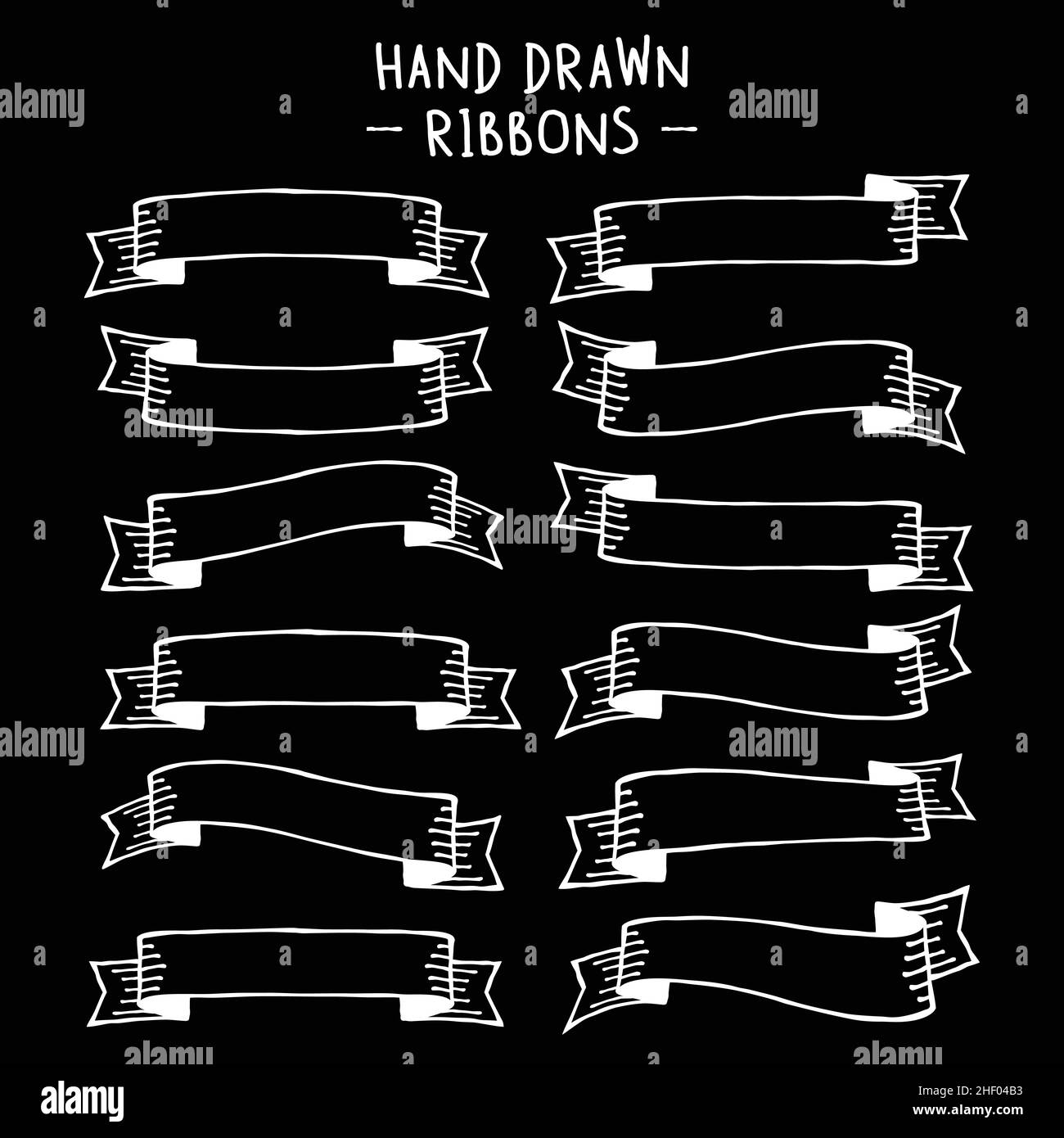 Hand drawn ribbons set. Ribbons collection. Hand drawn ribbon isolated ...