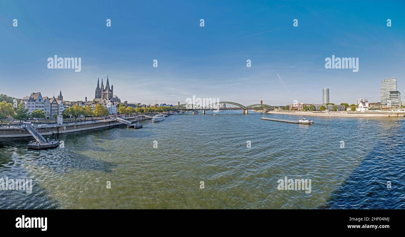 skyline of Cologne with river Rhine in late afternoon Stock Photo - Alamy