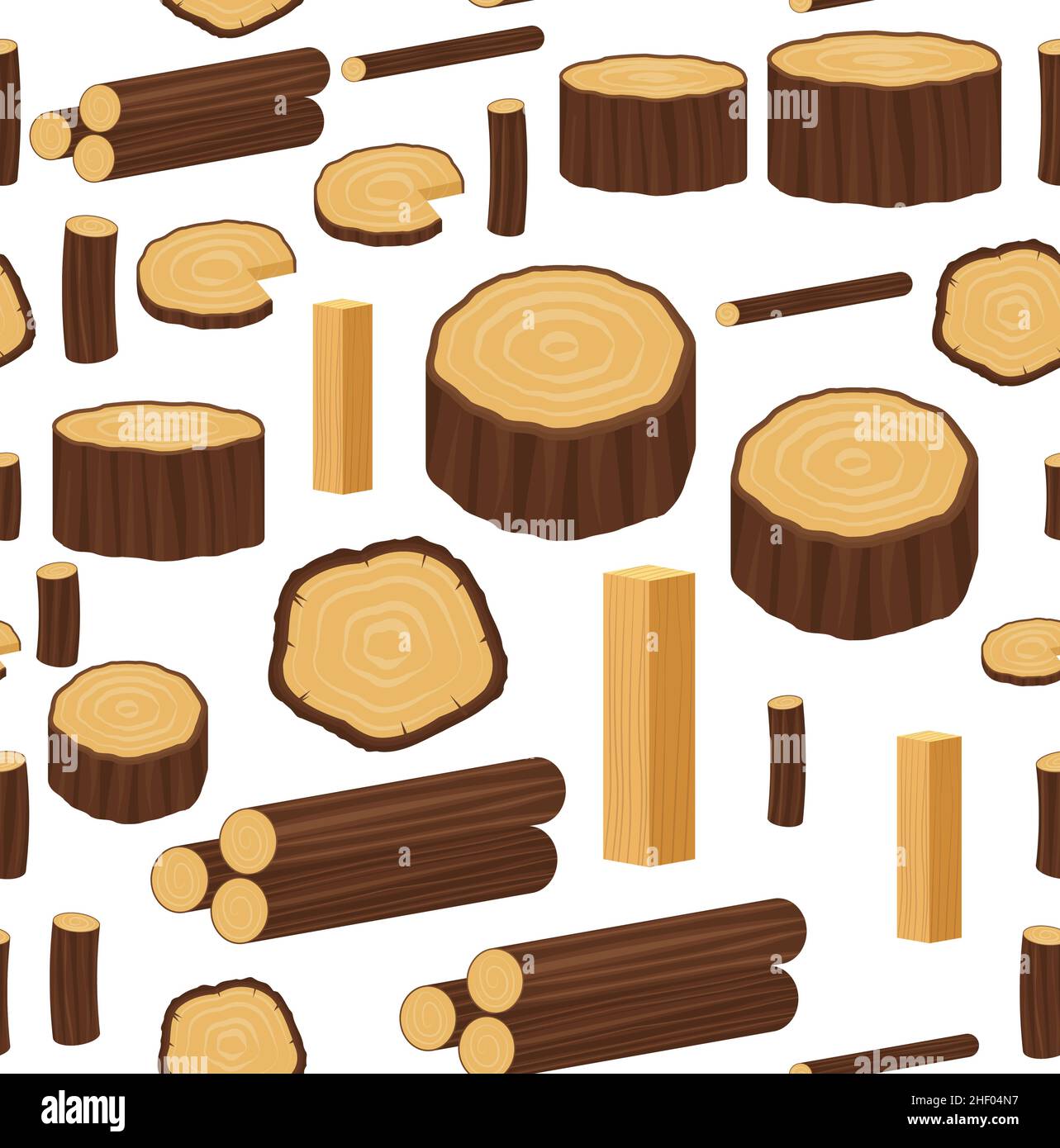Seamless vector pattern with wood logs, trunks and planks. Background ...