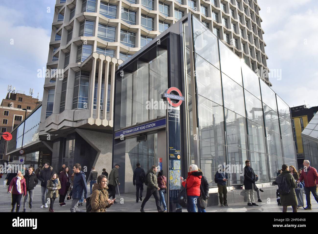 Tottenham Court Road underground station glass entrance with Centre ...
