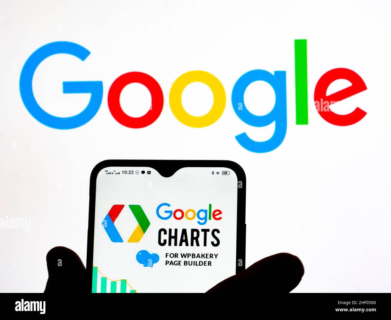 In this photo illustration, the Google Charts logo is seen displayed on ...