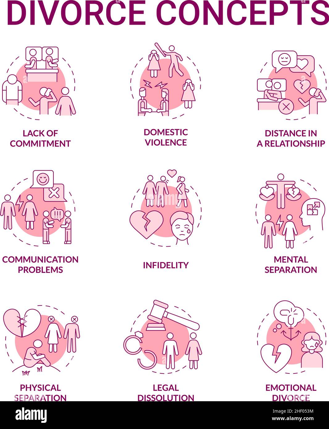 Divorce pink concept icons set Stock Vector Image & Art - Alamy