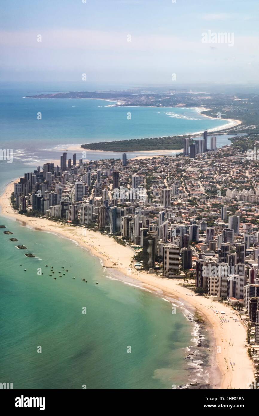 aerial of Boa Viagem beach and skyline of Recife, Brasilia Stock Photo ...