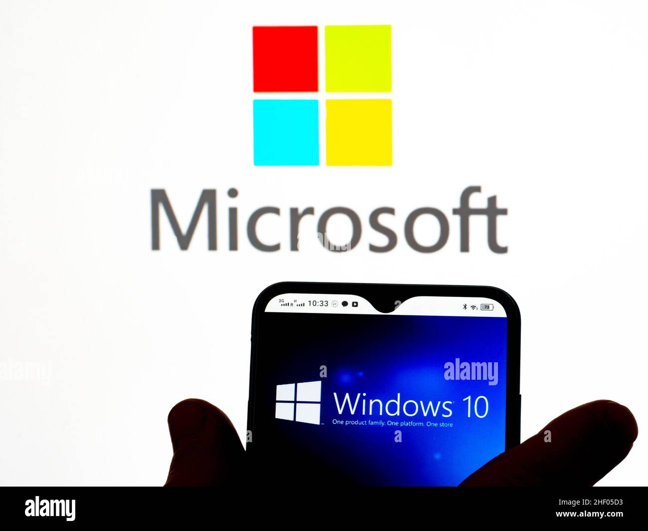 In this photo illustration, the Microsoft Windows 10 logo is seen ...