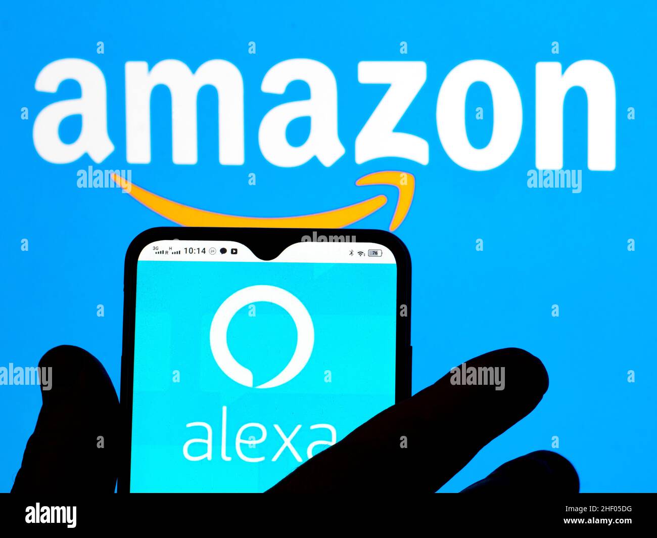 In this photo illustration, the Amazon Alexa logo is seen displayed on ...