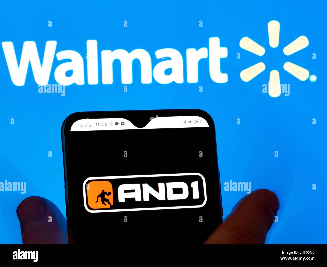 In this photo illustration, the And1 brand by Walmart logo is seen ...