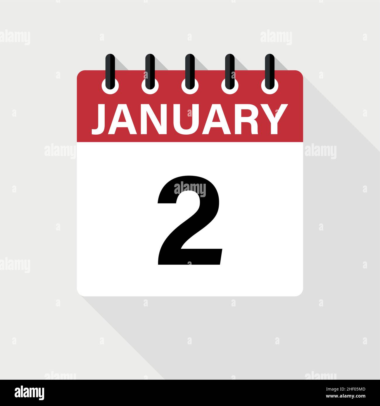 January Calendar Icon with shadow. Flat style. Date, day and month ...