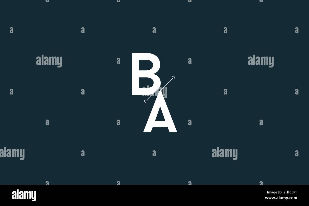 Creative letter BA With flower crossing from middle, alphabet icon/logo ...