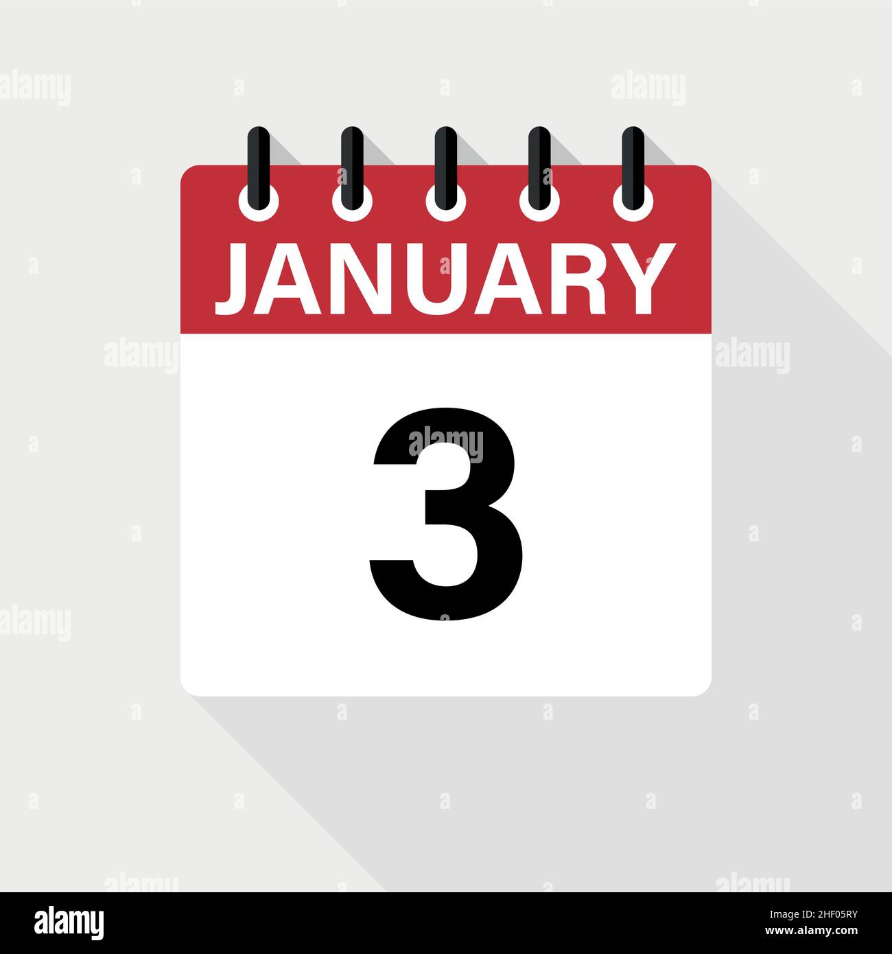 January Calendar Icon with shadow. Flat style. Date, day and month ...