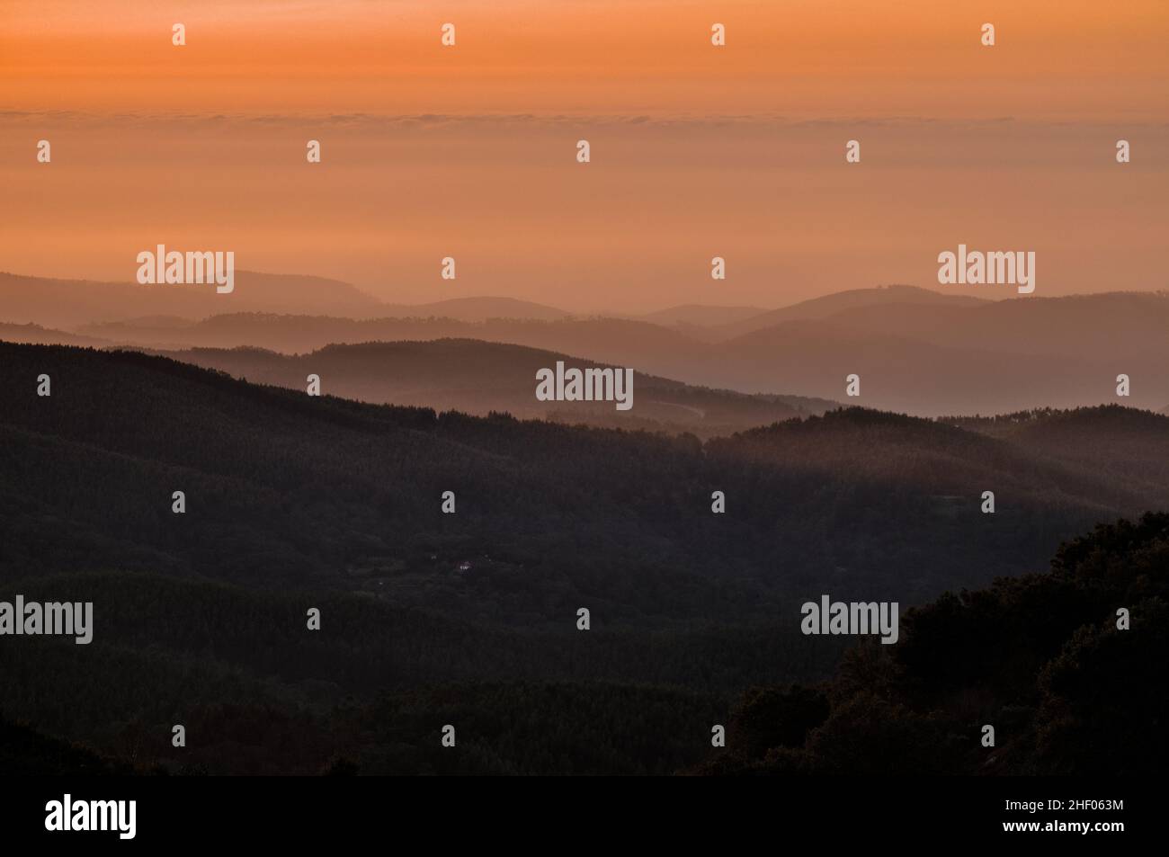 End of the day on Monchique mountains. Algarve, Portugal Stock Photo ...