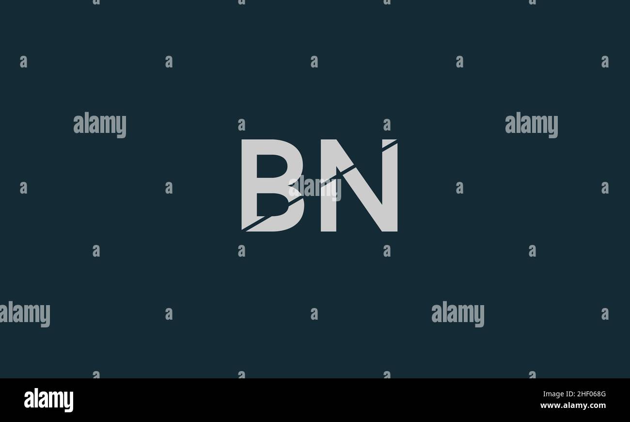Creative letter BN crossing from middle, alphabet icon/logo design ...