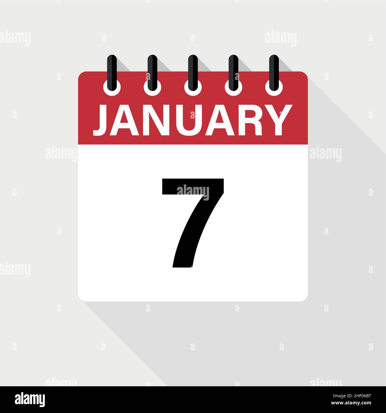 January Calendar Icon with shadow. Flat style. Date, day and month ...