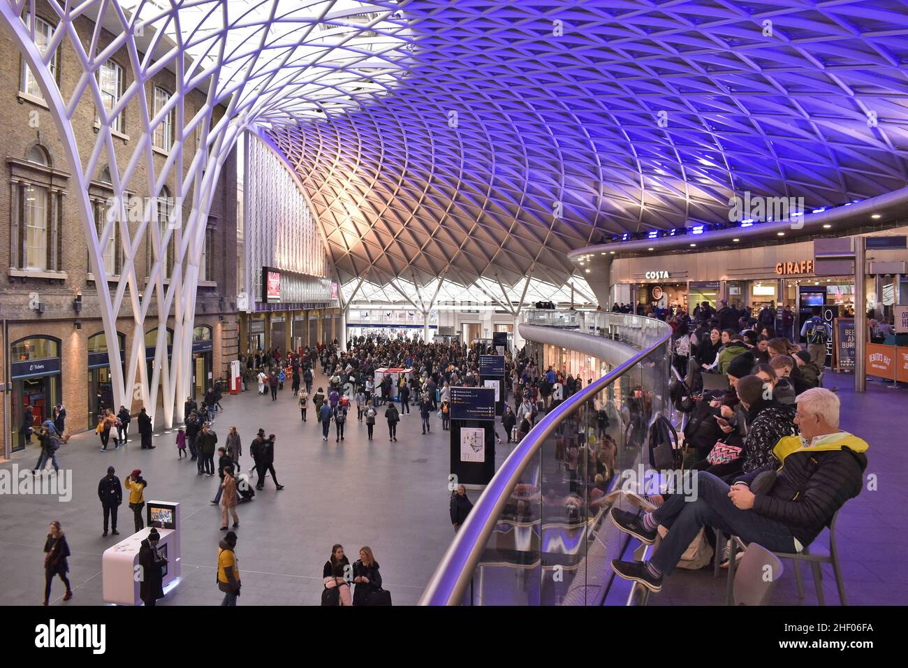 King's Cross railway station modern terminal building with steel roof ...