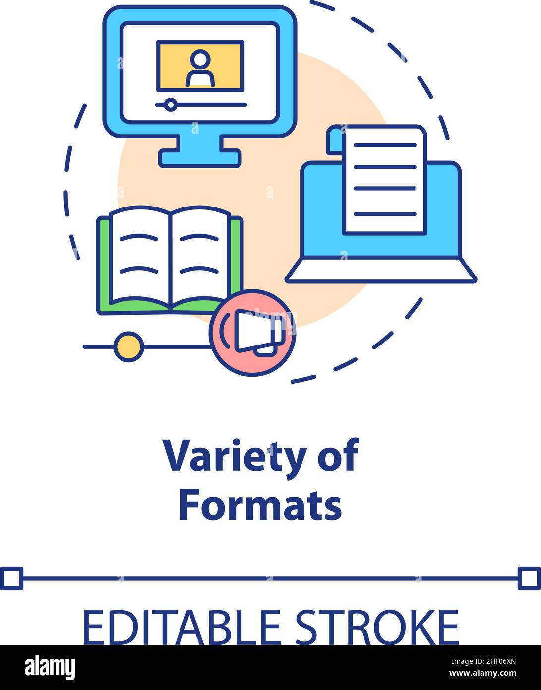 Variety of formats concept icon Stock Vector Image & Art - Alamy